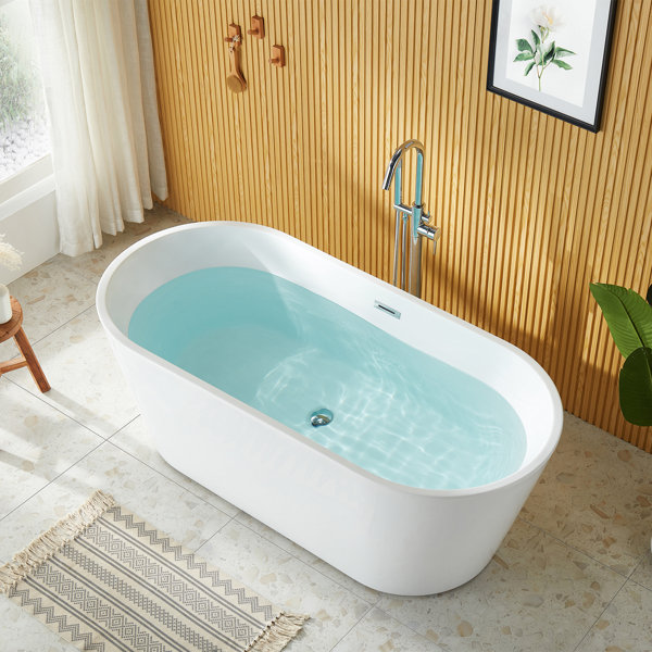 DeerValley Ally 67" x 32" Freestanding Soaking Acrylic Bathtub with Overflow Drain & Reviews ...